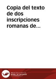Carta con remisión de la copia del texto de algunas inscripciones ...